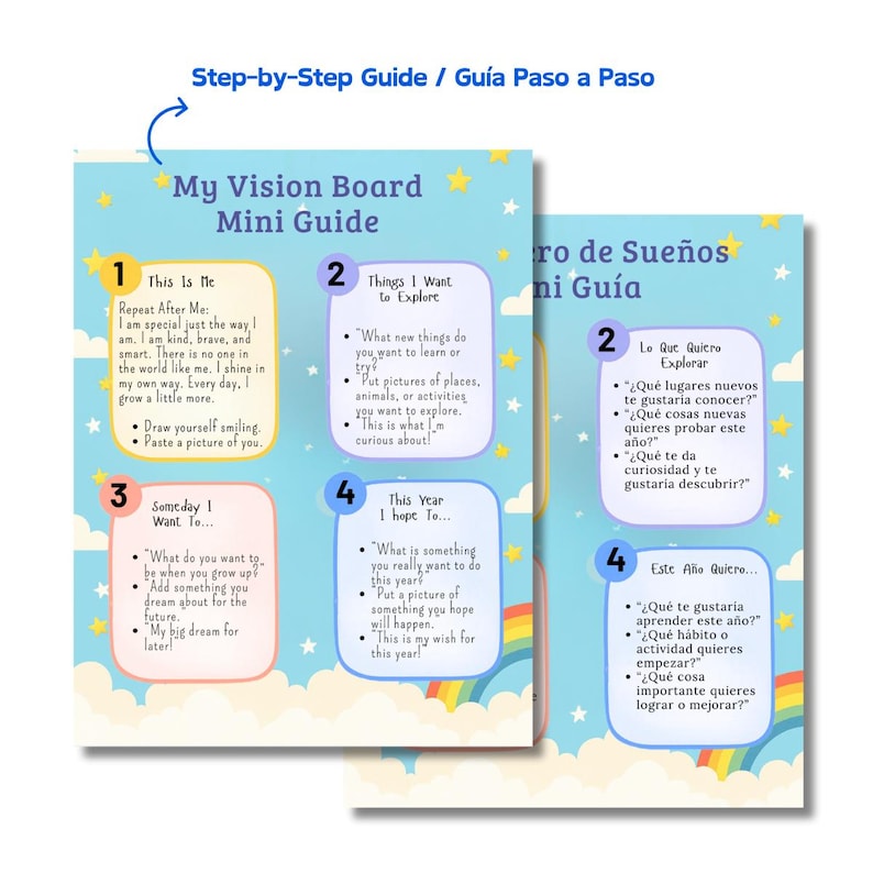 Kids Vision Board Printable | English & Spanish | Letter - Legal Sizes ...