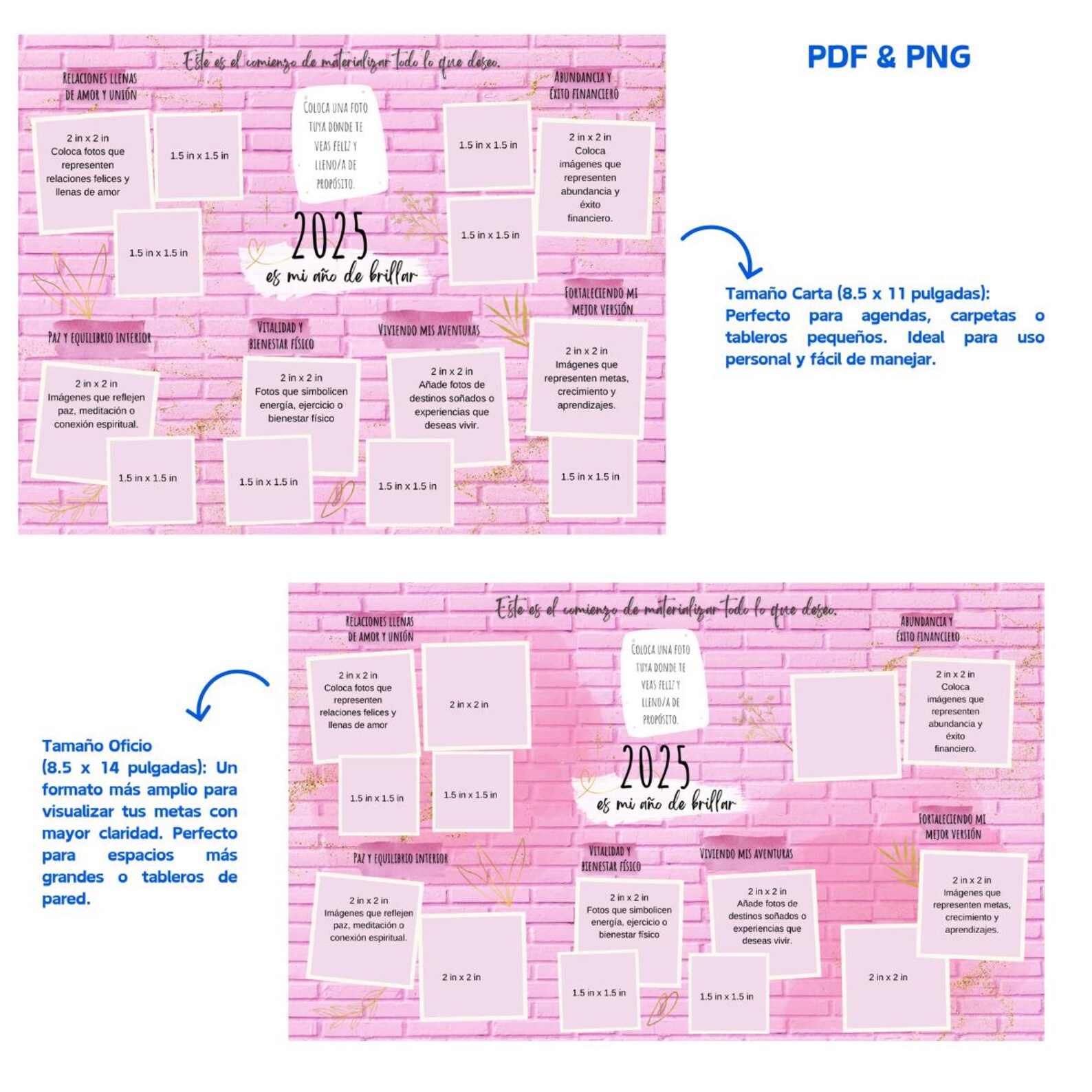 2025 Vision Board Kit: Goal Planner, Gratitude Journal (PDF & PNG) - Etsy
