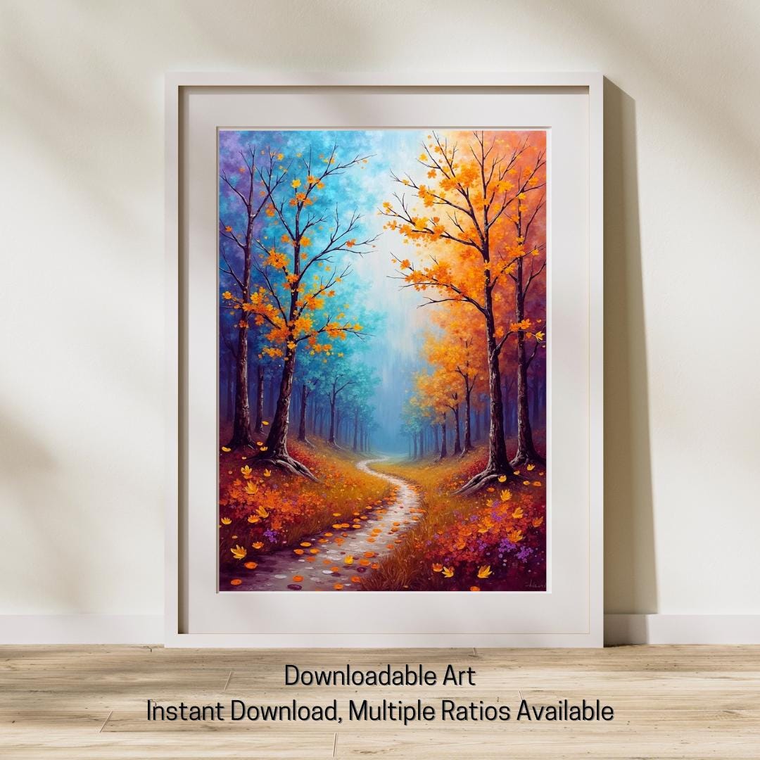Autumn Forest Path Digital Wall Art Download Cozy Fall Decor, Printable ...