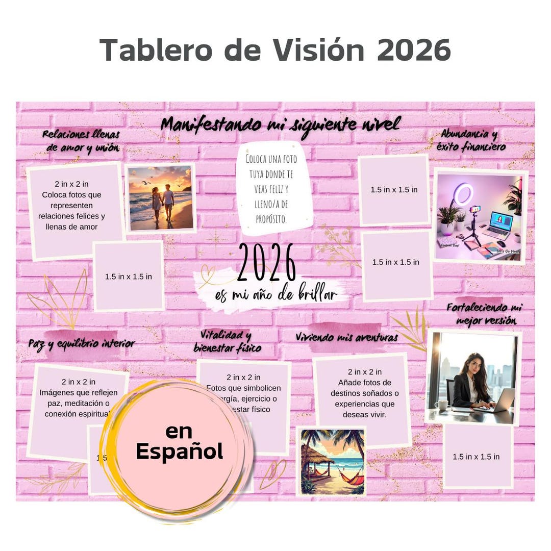 Vision Board 2026 y guía en Español para Manifestar Metas y Propósito ...