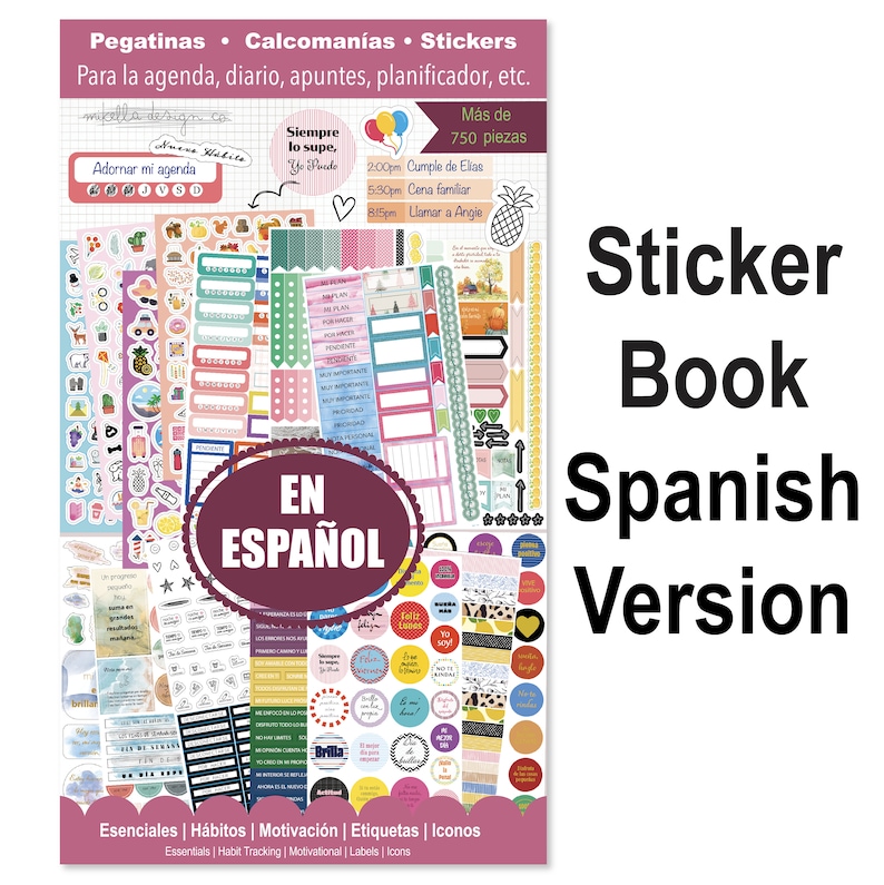Libreta De Pegatinas En Español | Stickers Para Planificador Y Agenda ...