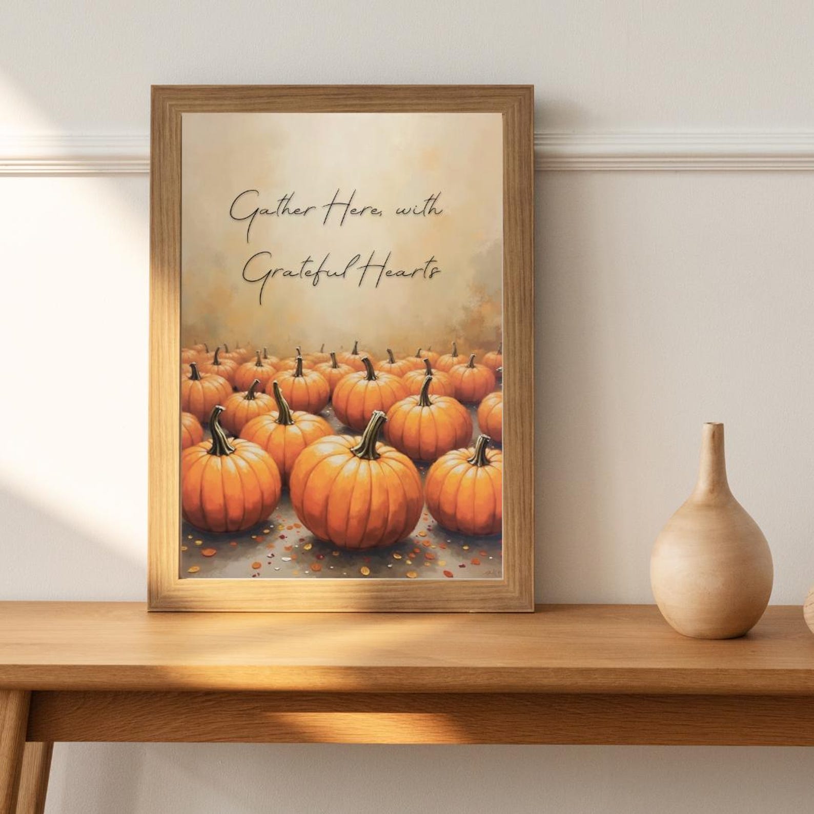 Gather Here With Grateful Hearts - Autumn Pumpkin Gathering Print ...