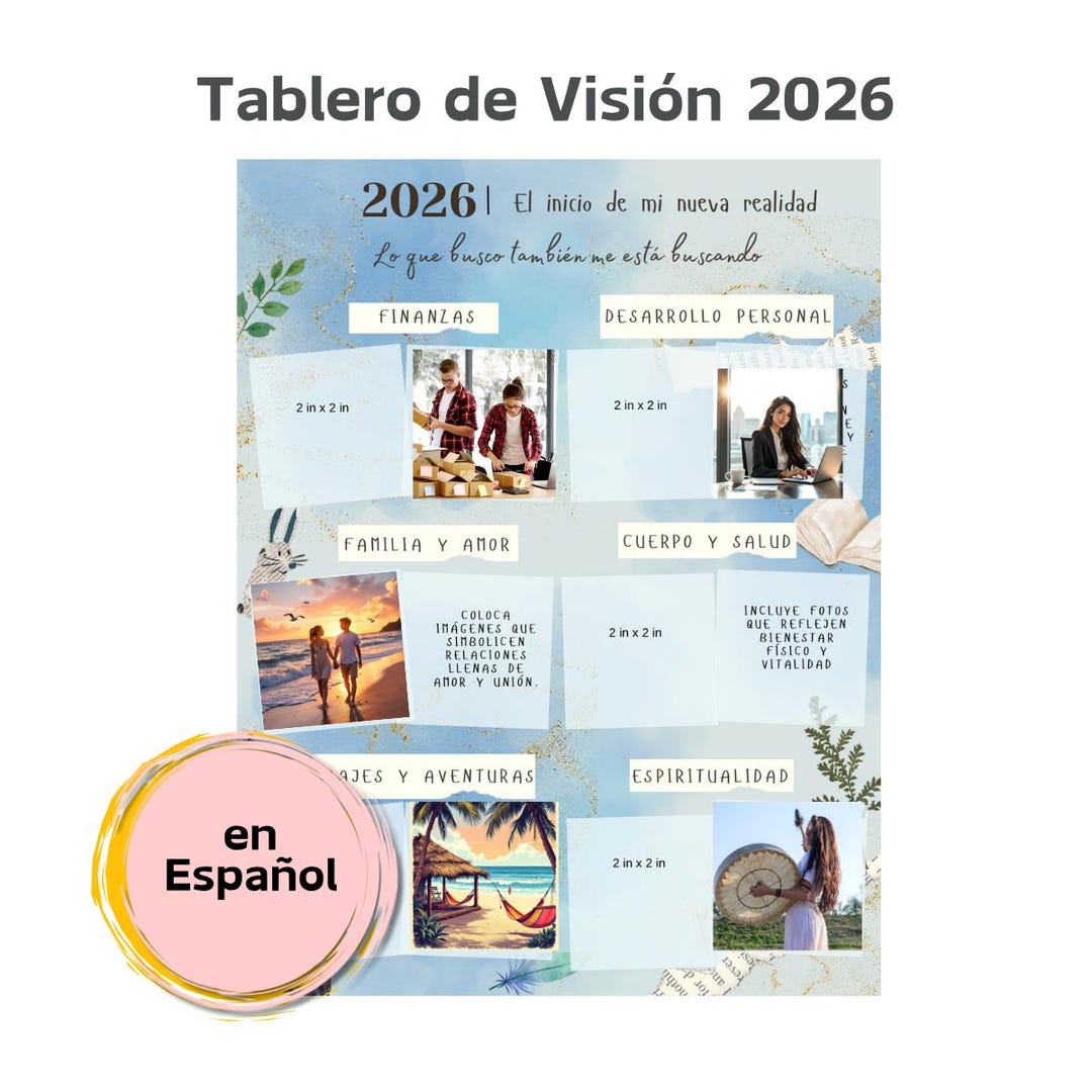 Vision Board 2026 – Tablero De Metas 8.5x11 & 8.5x14 + Guía De ...