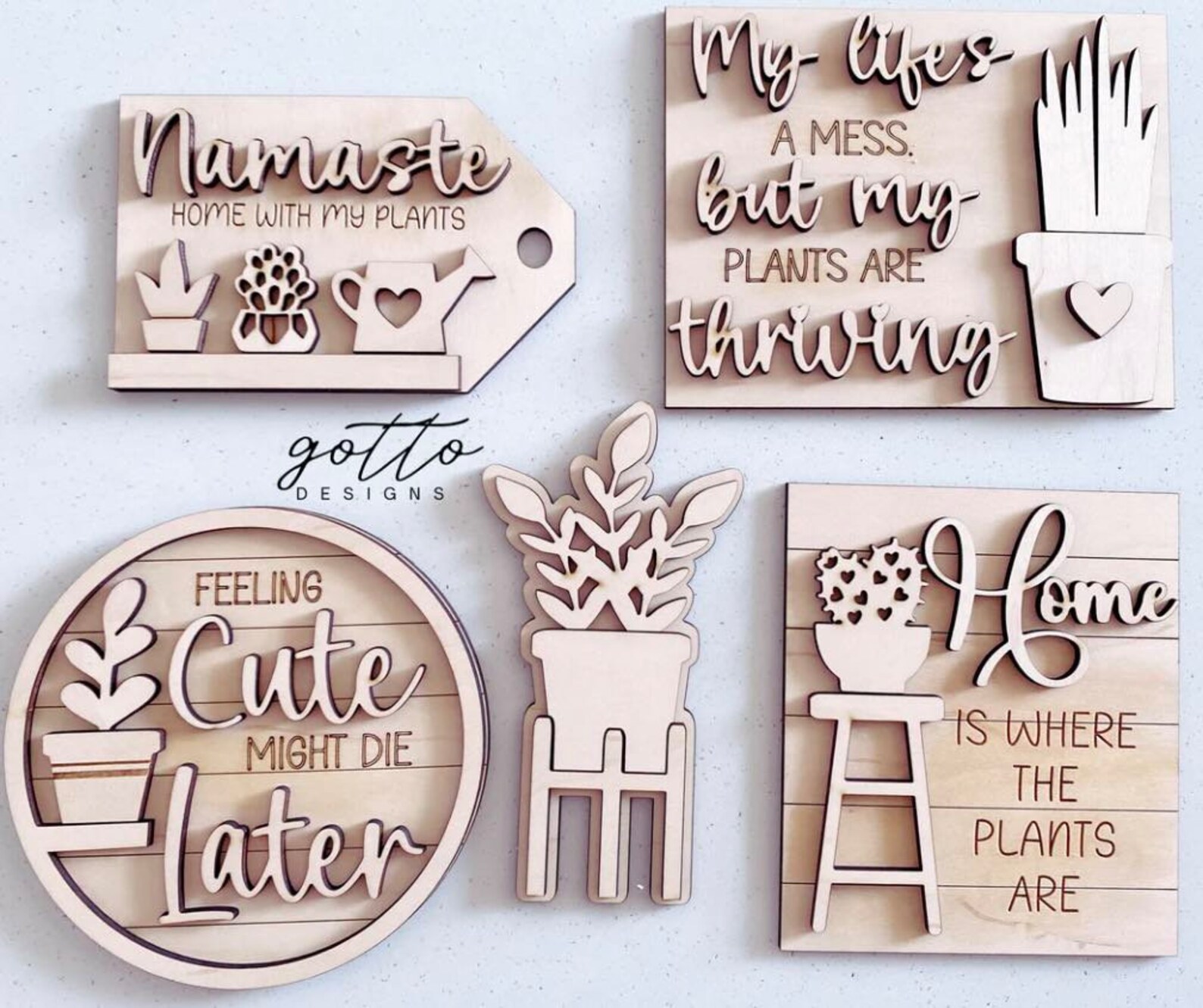 Plant Tiered Tray, House Plant Tier Tray, Wooden Signs, Summer Tier ...