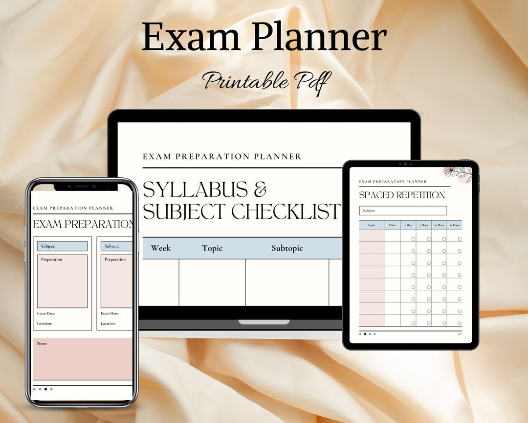 Exam Preparation Planner, Study Planner, Planner Printable, Digital ...