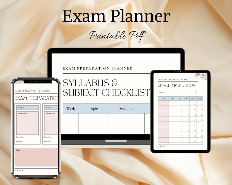 Exam Preparation Planner, Study Planner, Planner Printable, Digital ...