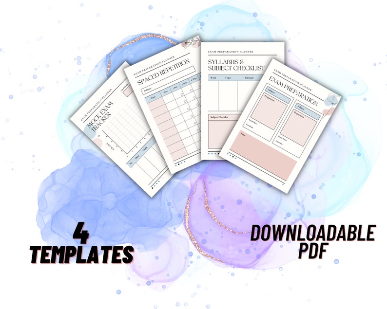 Exam Preparation Planner, Study Planner, Planner Printable, Digital ...