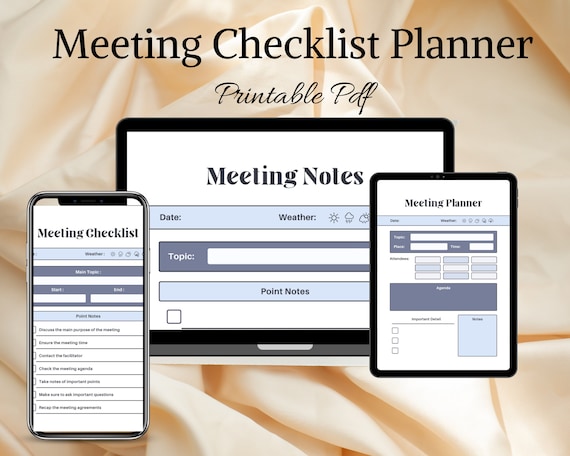 Meeting Planner Printable Meeting Planner Meeting Notes | Etsy