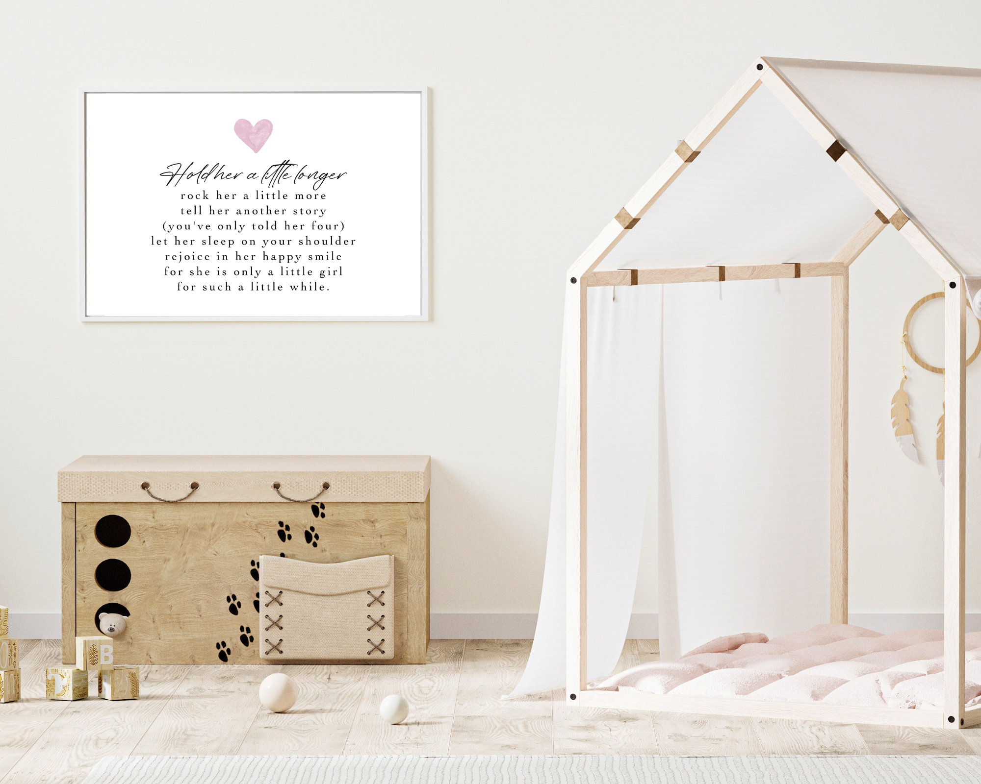 Hold Her a Little Longer Horizontal Quote, Horizontal Baby Girl Nursery ...