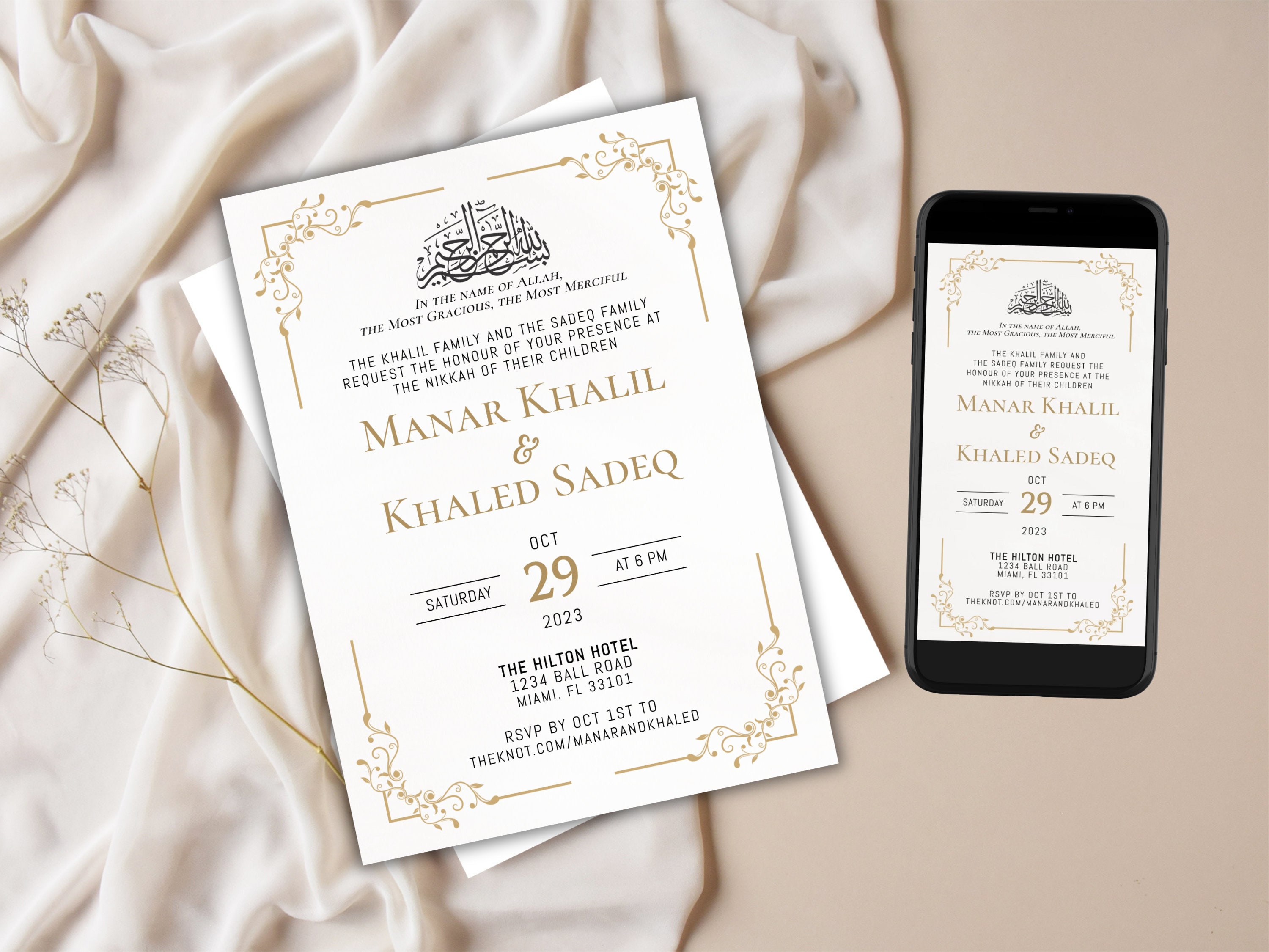 Shaadi Invitation Digital Wedding Card, Elegant E-invitation Wedding ...