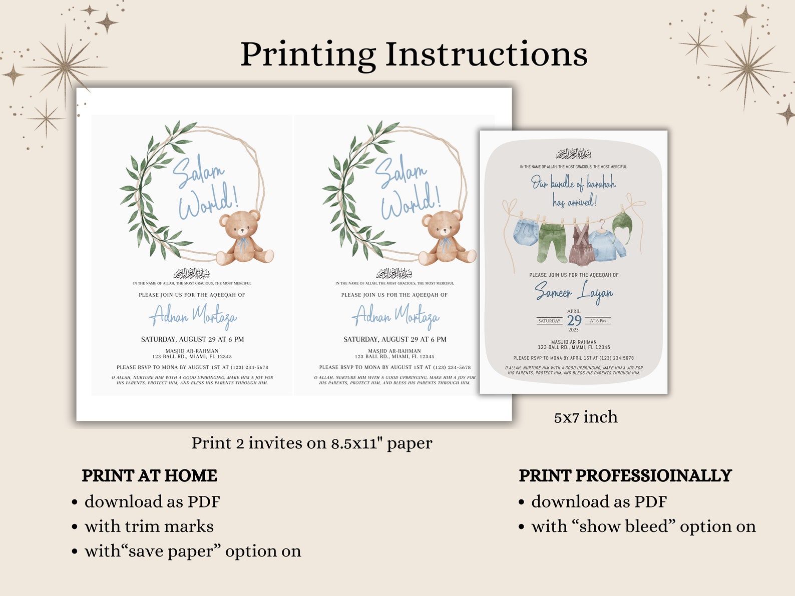 Muslim Aqiqah Digital Evite, Baby Boy Aqeeqah Invitation, Muslim Baby ...