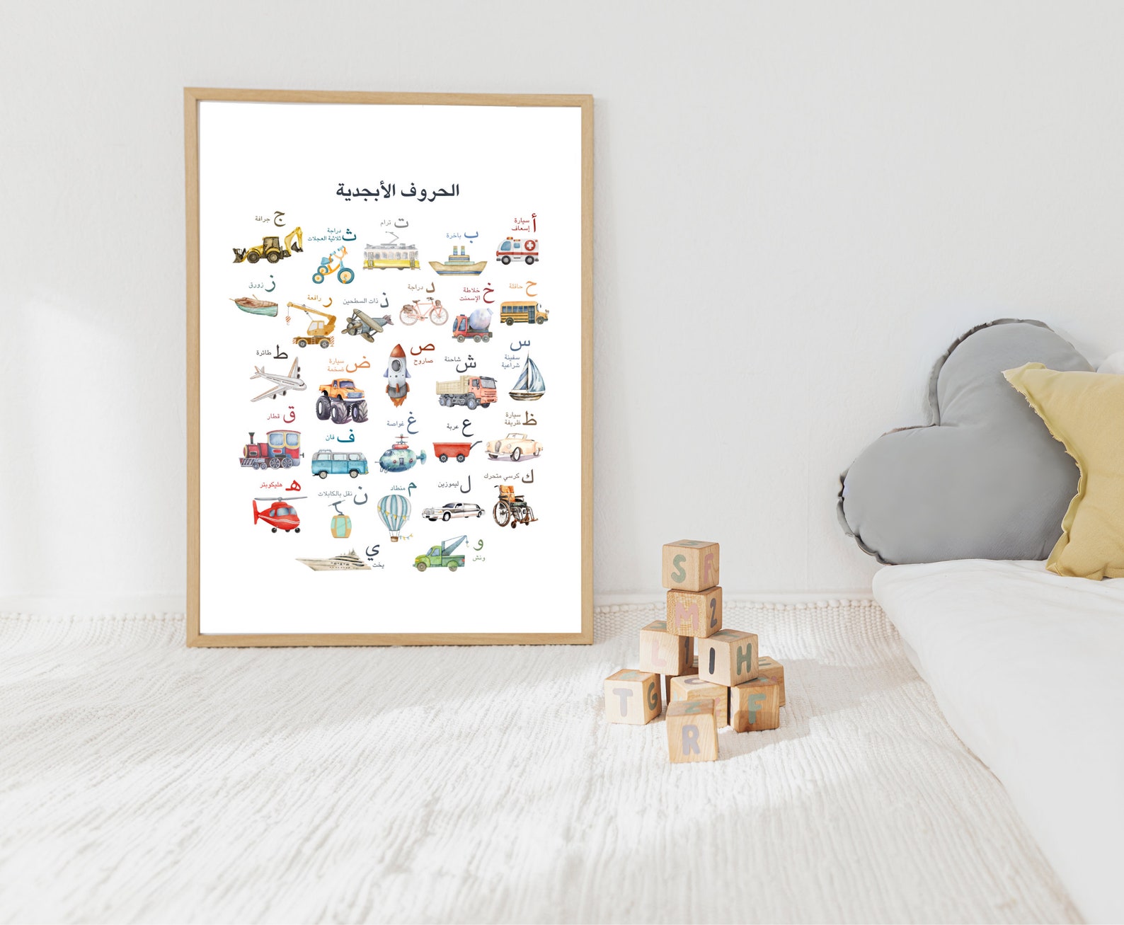Transportation Arabic Alphabet Poster, Printable Arabic Poster, Arabic ...
