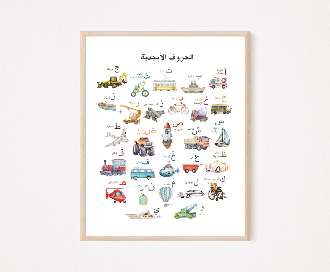 Transportation Arabic Alphabet Poster, Printable Arabic Poster, Arabic ...