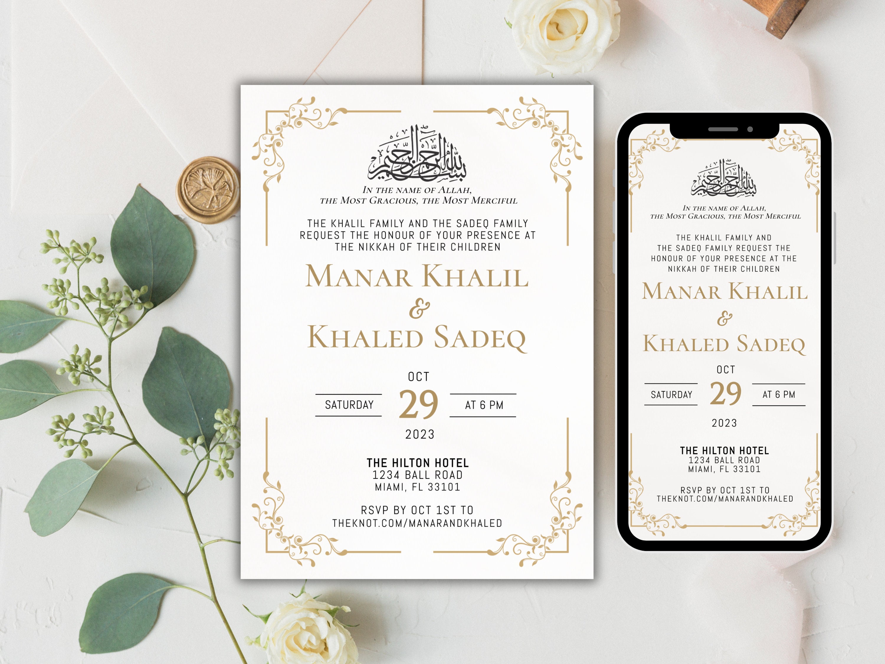 Shaadi Invitation Digital Wedding Card, Elegant E-invitation Wedding ...