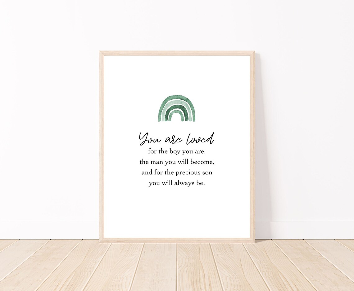 Sage Green Rainbow Decor, You Are Loved for the Boy You Are, Boy ...