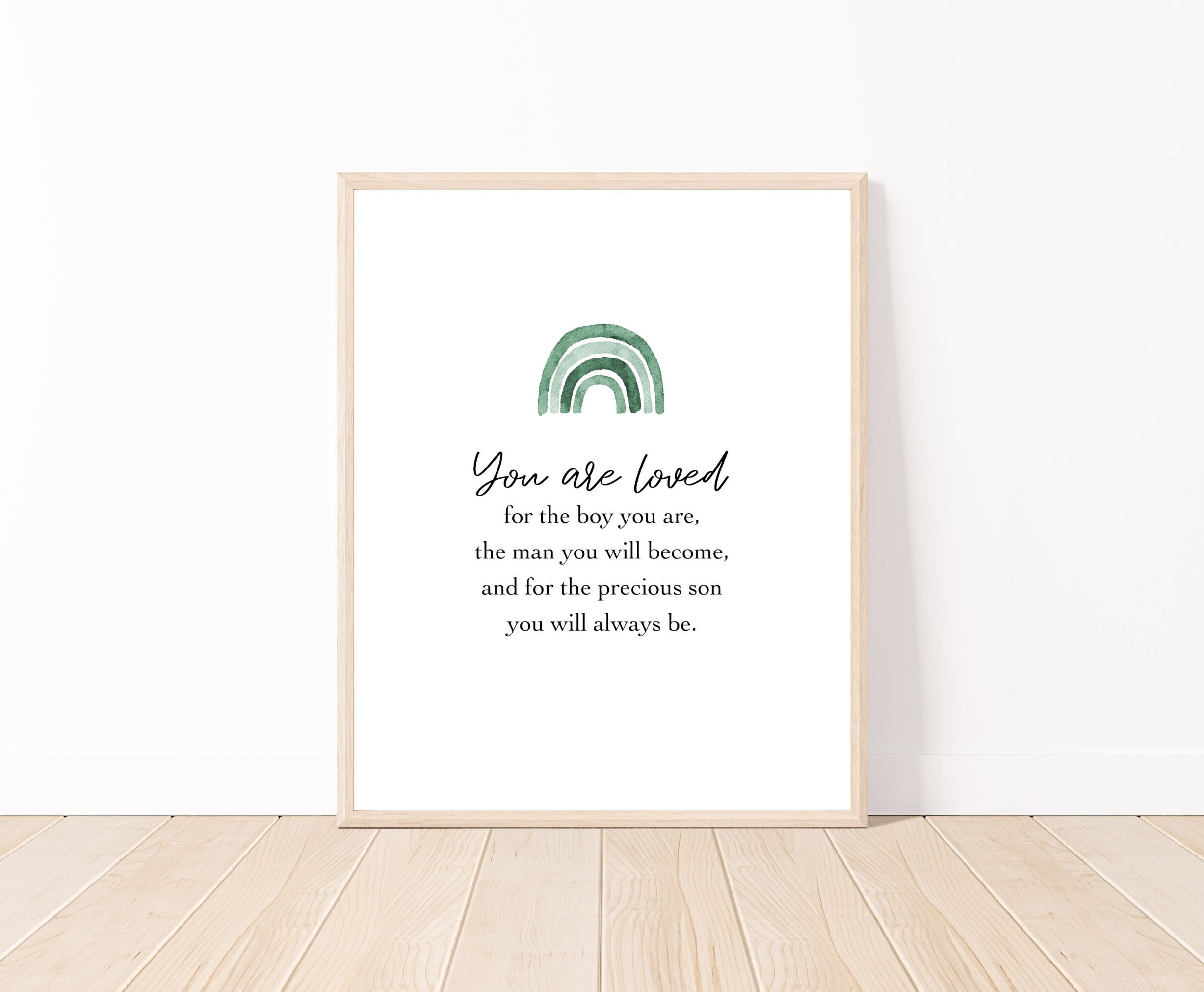 Sage Green Rainbow Decor, You Are Loved for the Boy You Are, Boy ...