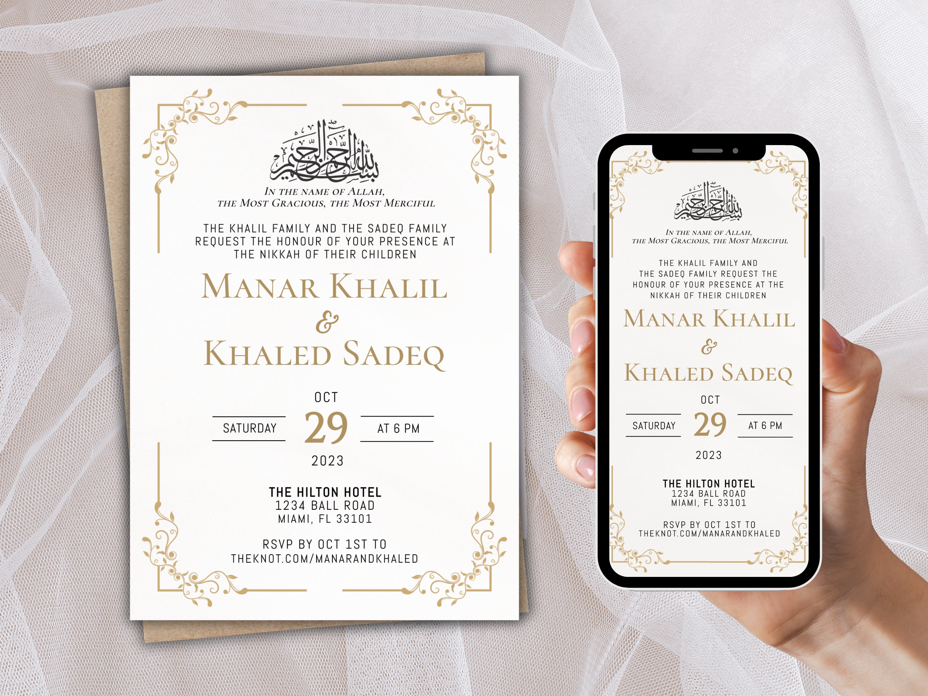 Shaadi Invitation Digital Wedding Card, Elegant E-invitation Wedding ...