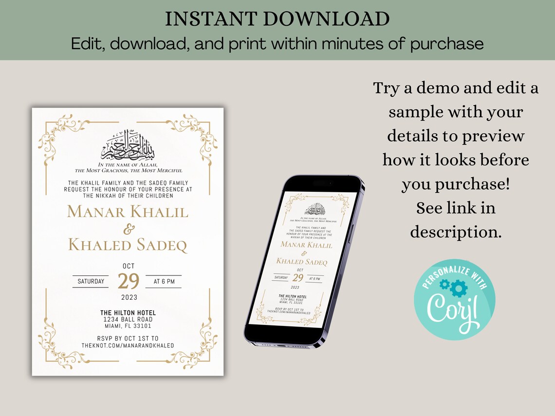 Shaadi Invitation Digital Wedding Card, Elegant E-invitation Wedding ...