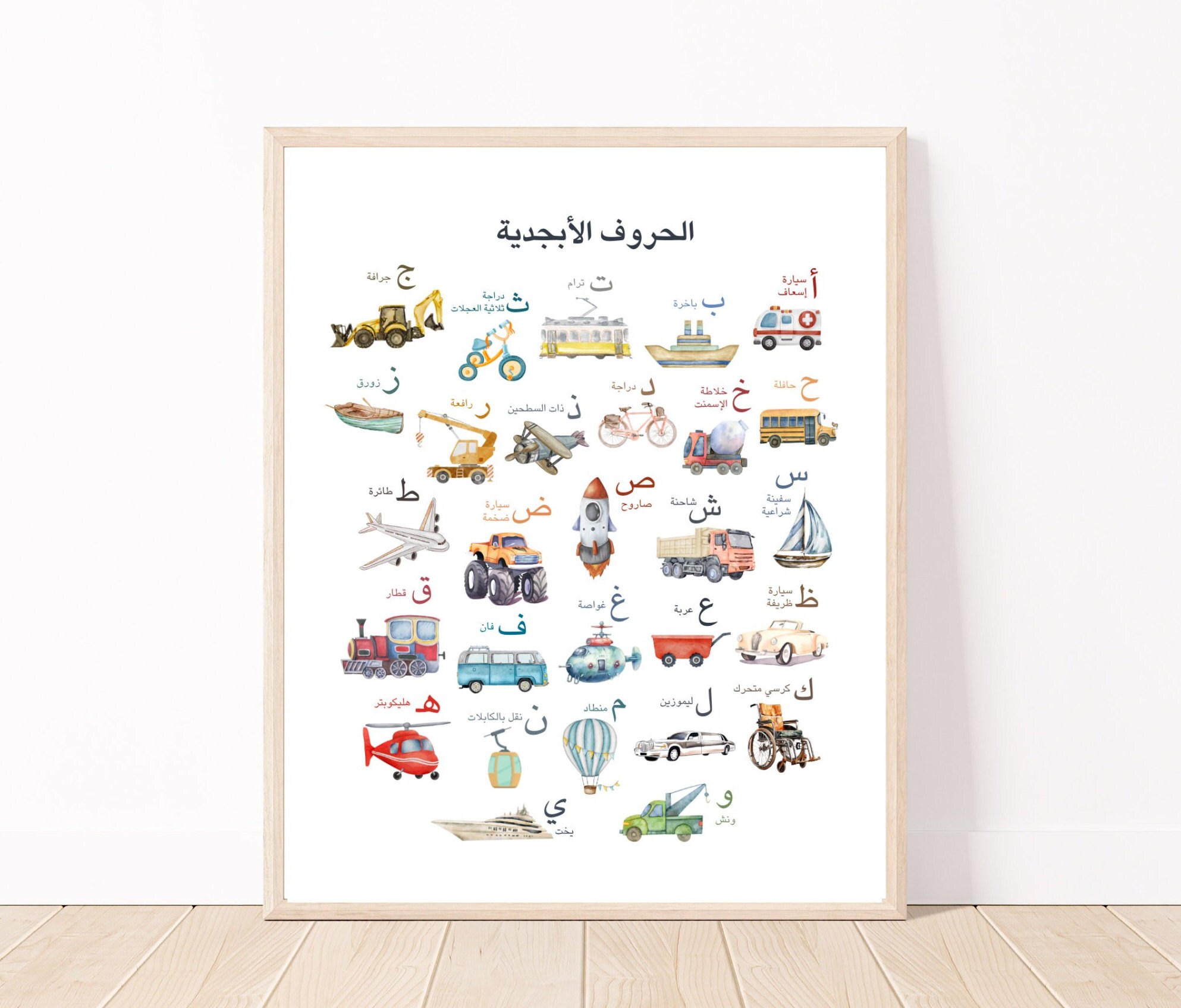 Transportation Arabic Alphabet Poster, Printable Arabic Poster, Arabic ...