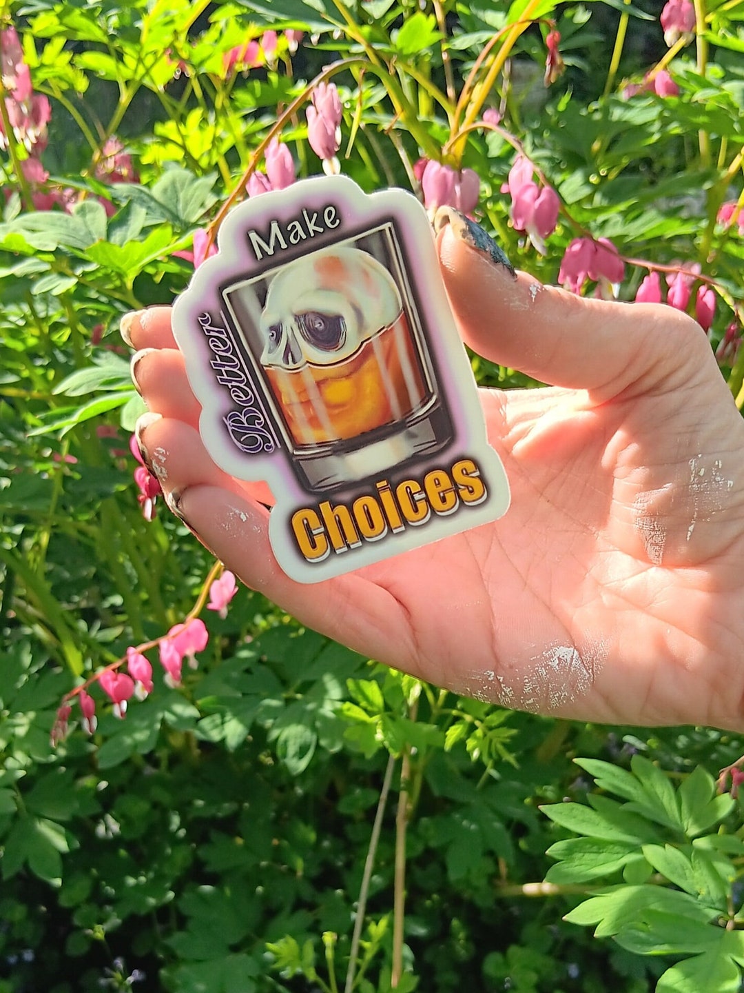 Make Better Choices Whiskey Skull Sticker Motivational Sticker ...