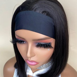 Short Straight Synthetic Half Wig With Headband - Etsy