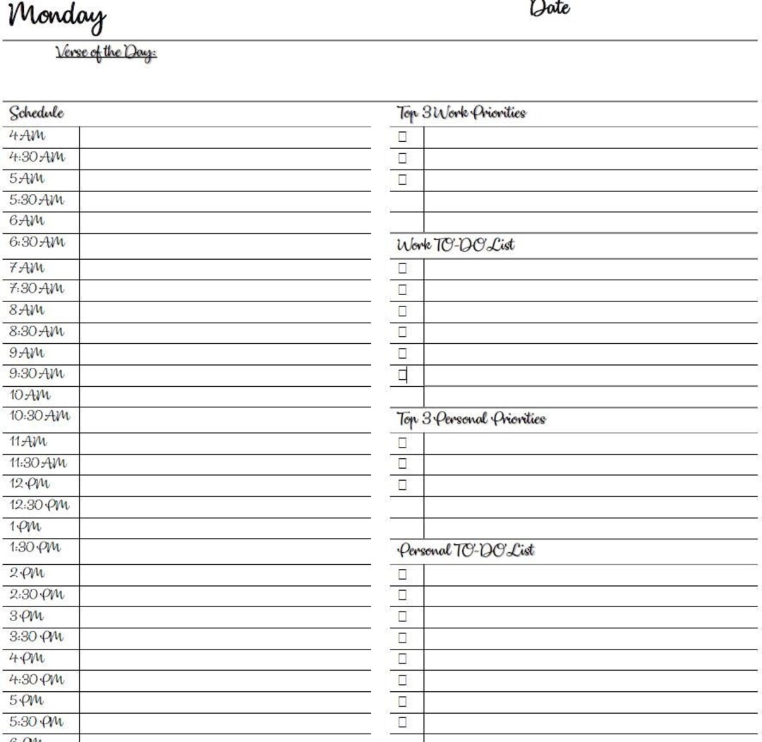 Daily Time Tracker Planner - Etsy