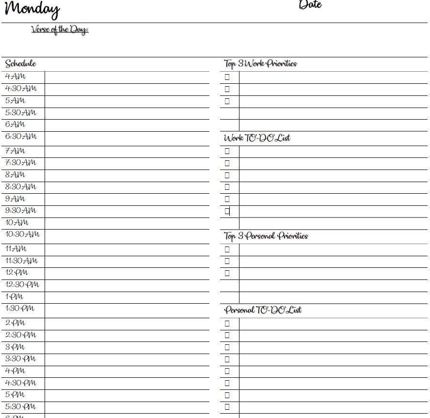 Daily Time Tracker Planner - Etsy