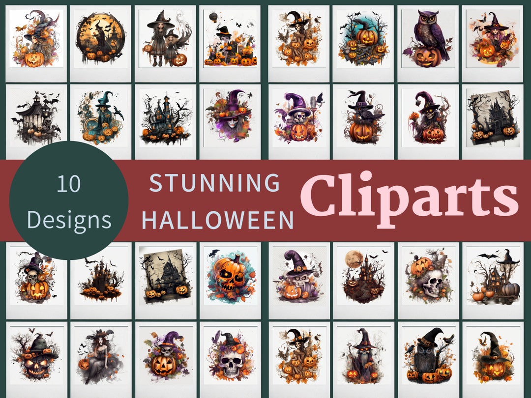 Spooktacular Halloween Clipart Bundle of 10 Designs, Spooky Clipart ...