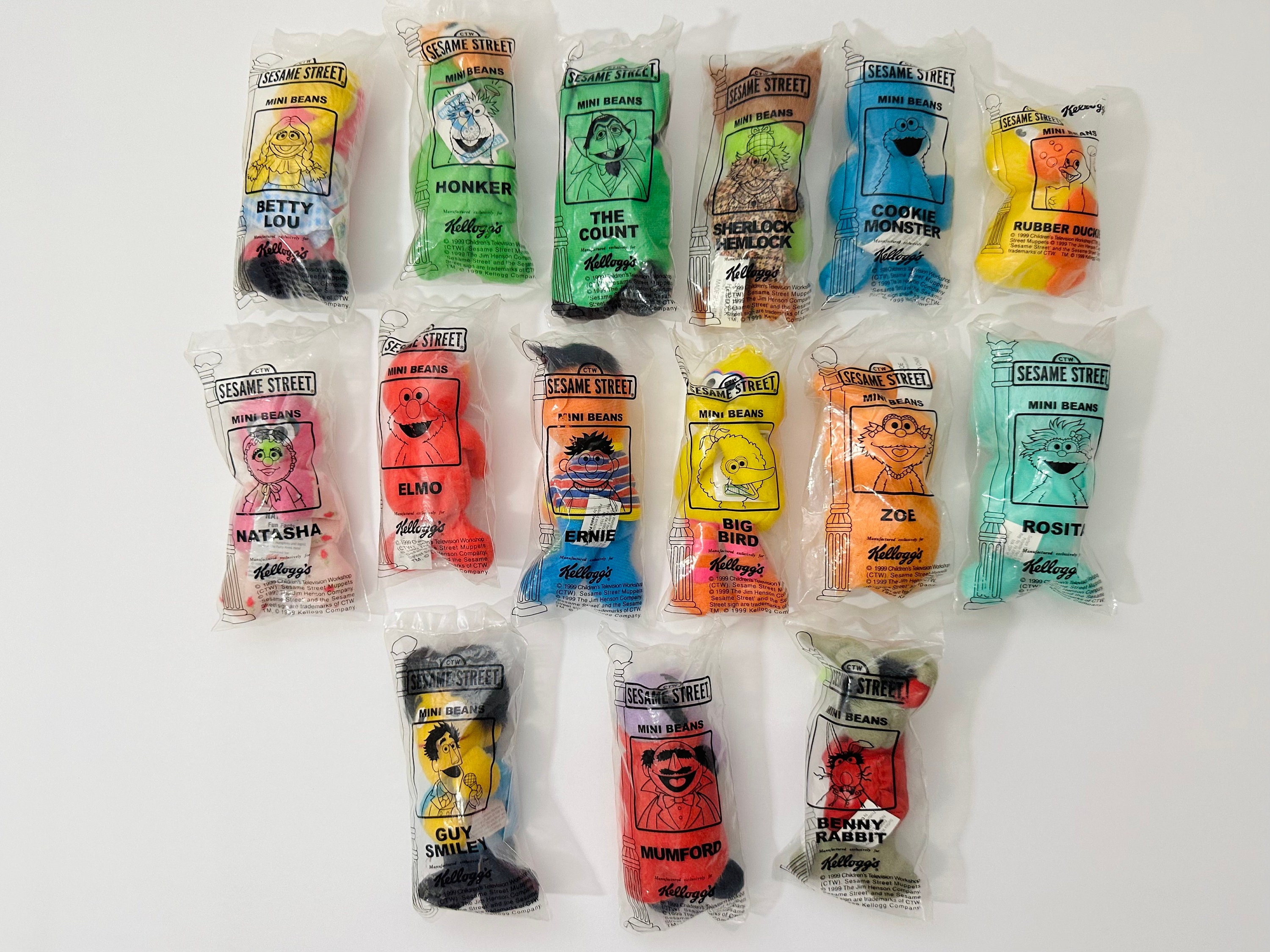 1999 Vintage Kelloggs Sesame Street Plush Mini Beans Sealed sold ...