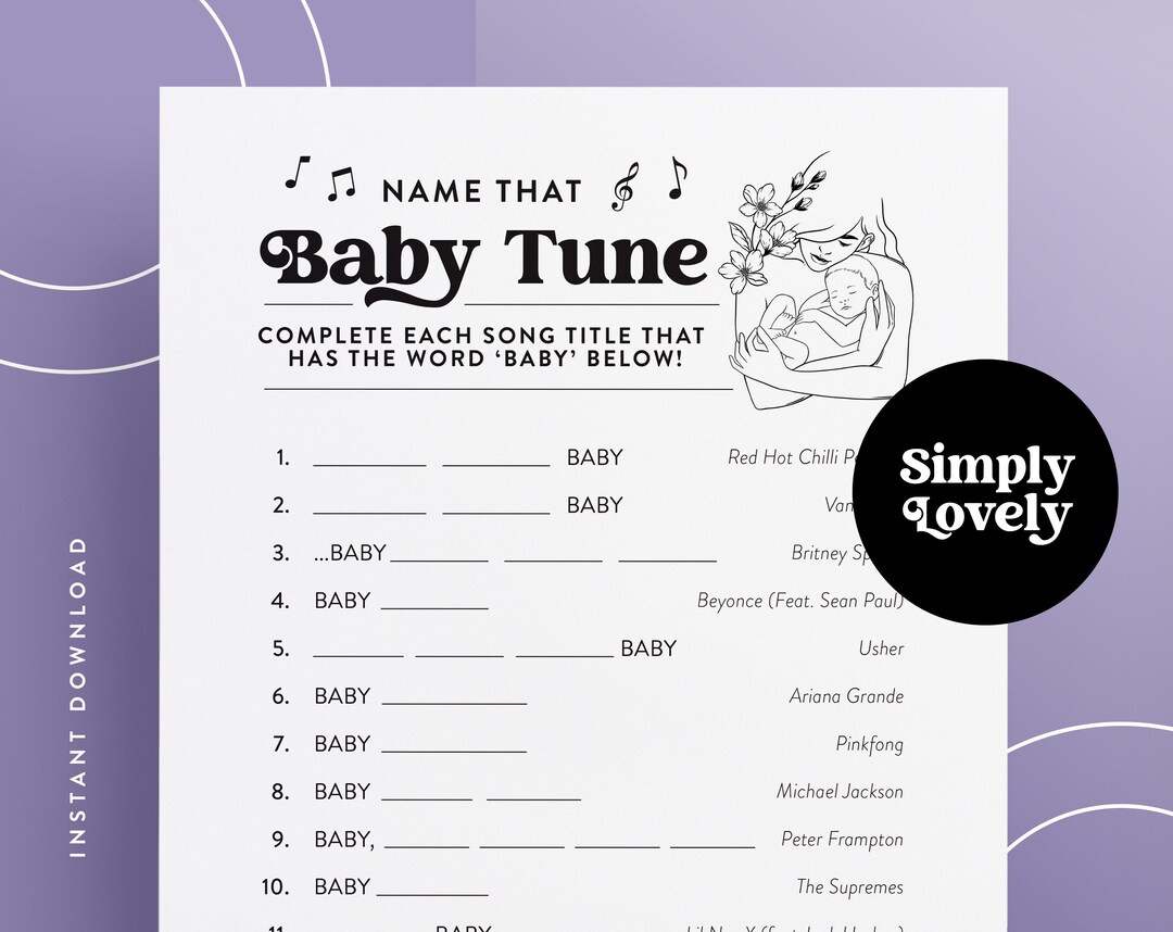 Name That Baby Tune | Modern Baby Shower Games | Baby Songs | Instant ...