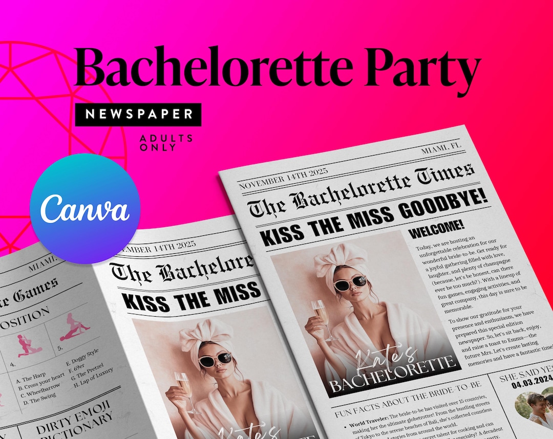 Editable Bachelorette Newspaper With Dirty Games | Bachelorette Party ...