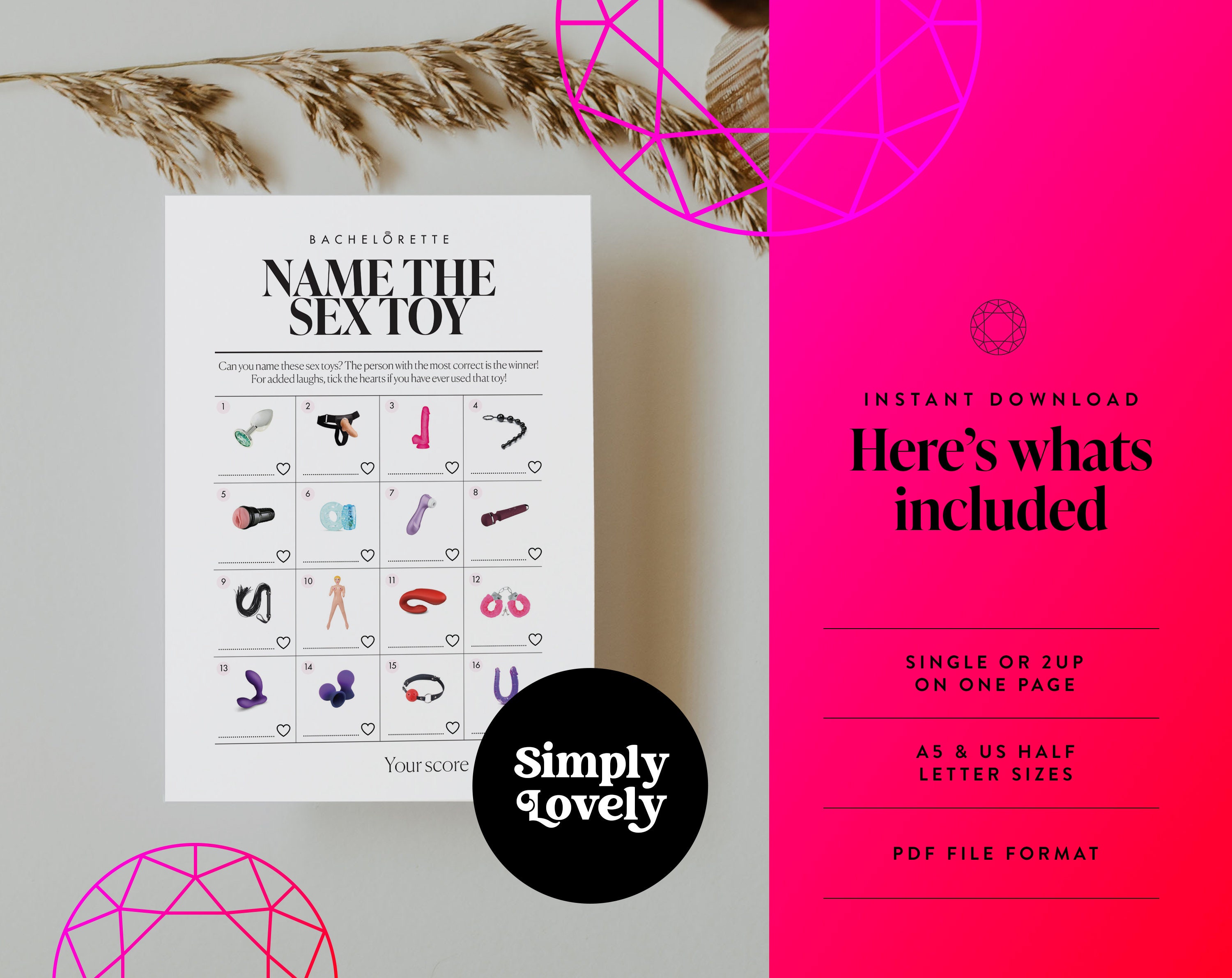 Bachelorette Party X Rated Name the Sex Toy Game | Modern Bachelorette ...