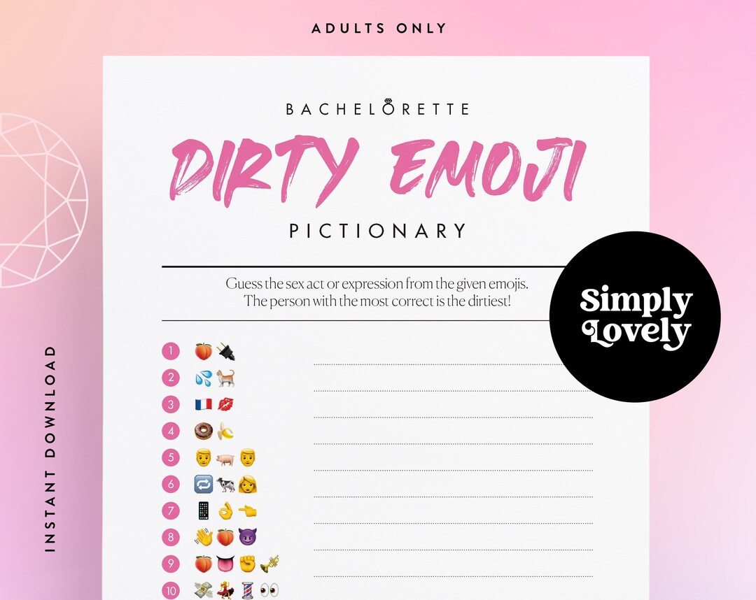 Bachelorette Party Dirty Emoji Pictionary Game | Modern Bachelorette ...