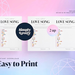 Bridal Shower Love Song Emoji Pictionary Game | Modern Shower Games ...