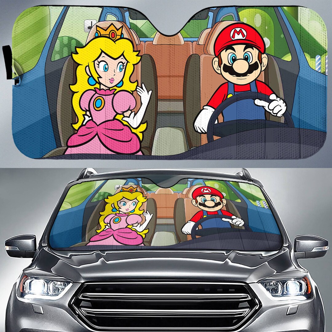 Super Mario Car Sunshade Mario and Princess Peach Car Sun - Etsy