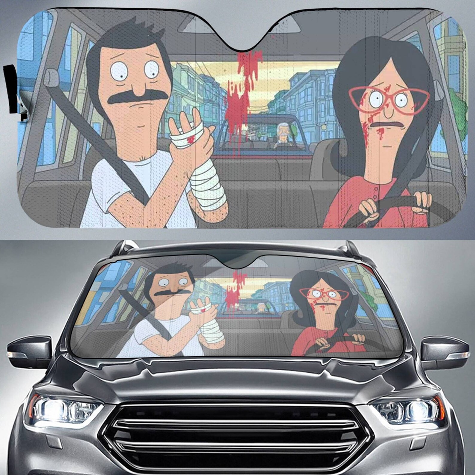 Bob's Burgers Cartoon Car Sun Shade Bob Belcher Louise - Etsy