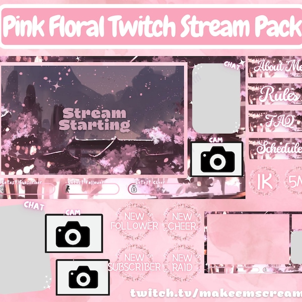 FULL ANIMATED Floral Blossom Streaming Package Twitch Watercolor ...