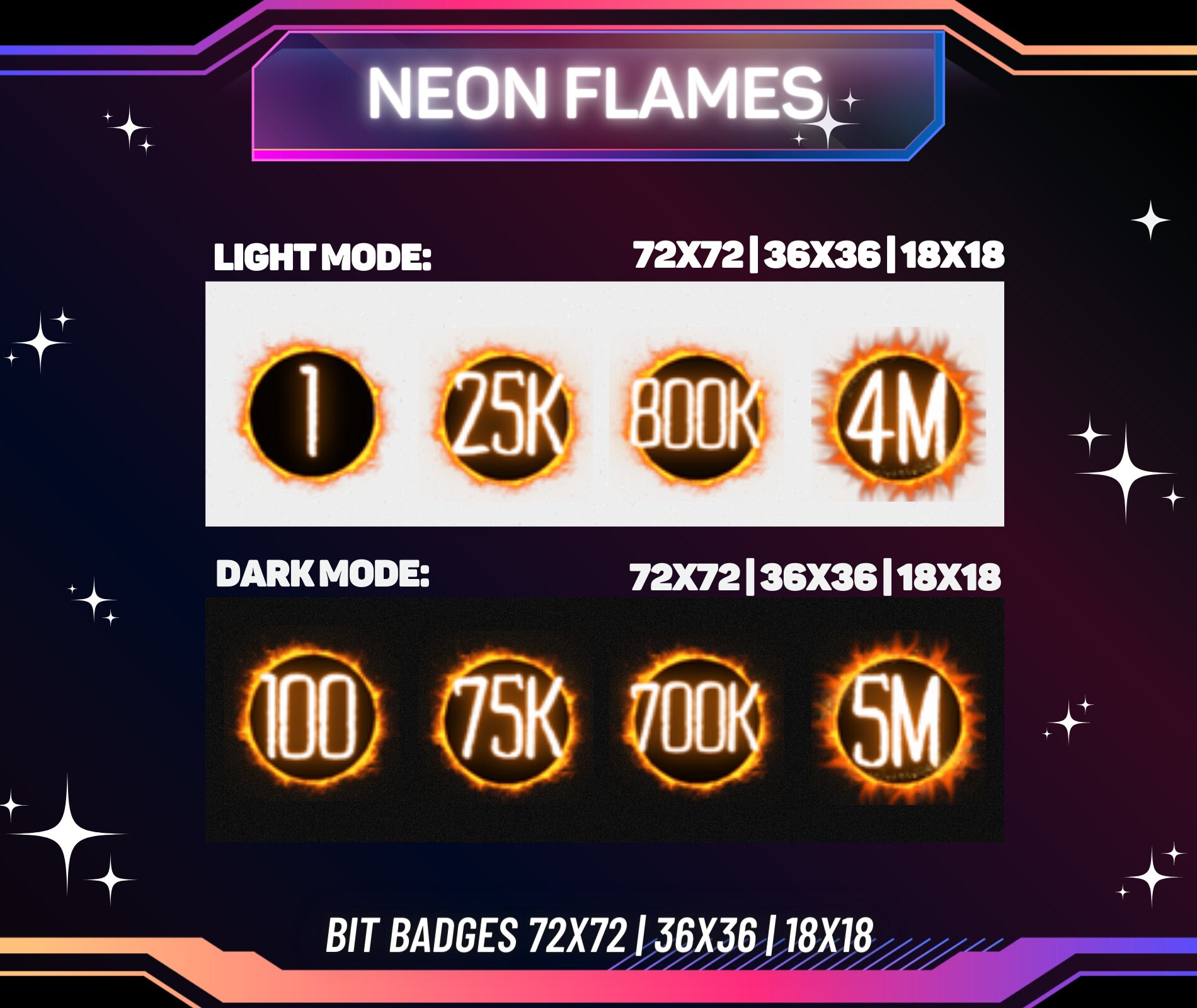 29 X Neon Flames Twitch Bit Tier Badges Twitch Bit Badges Twitch Badges ...