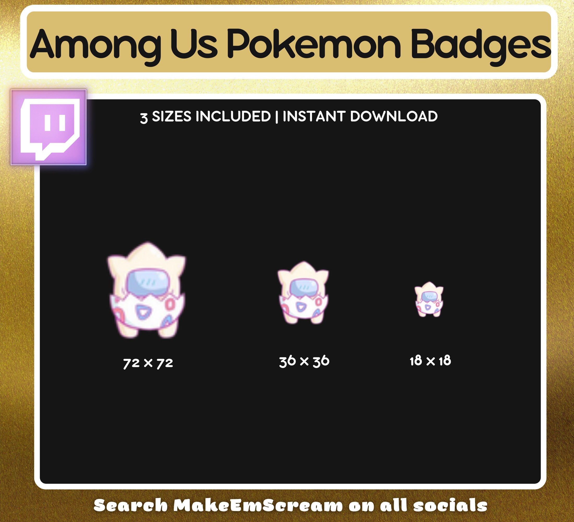 Among Us Pokemon Twitch Sub Badges | Cute Sub Badges | Pokemon Sub ...