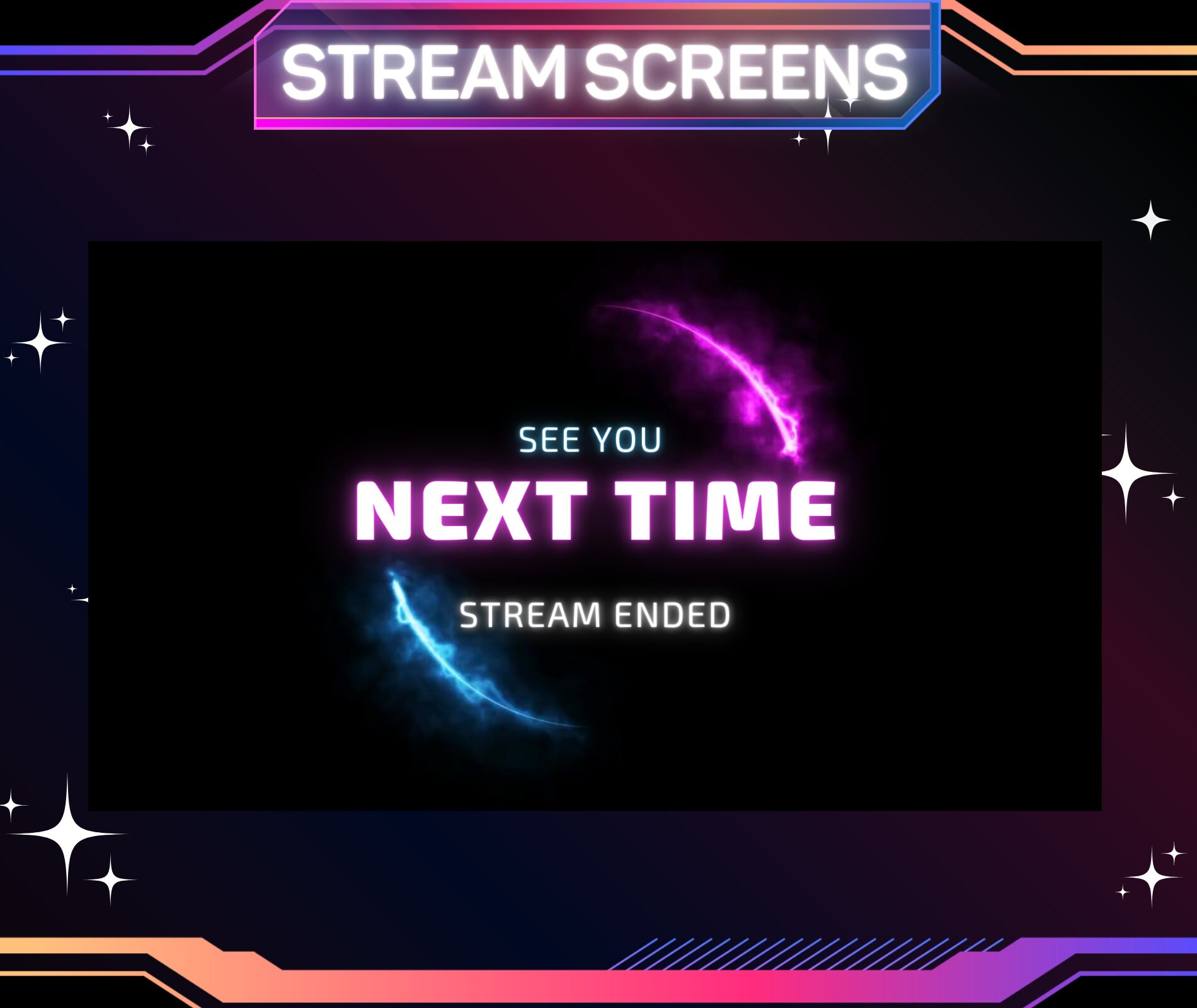 5 X ANIMATED Neon Stream Screens Animated Starting Soon Be Right Back ...