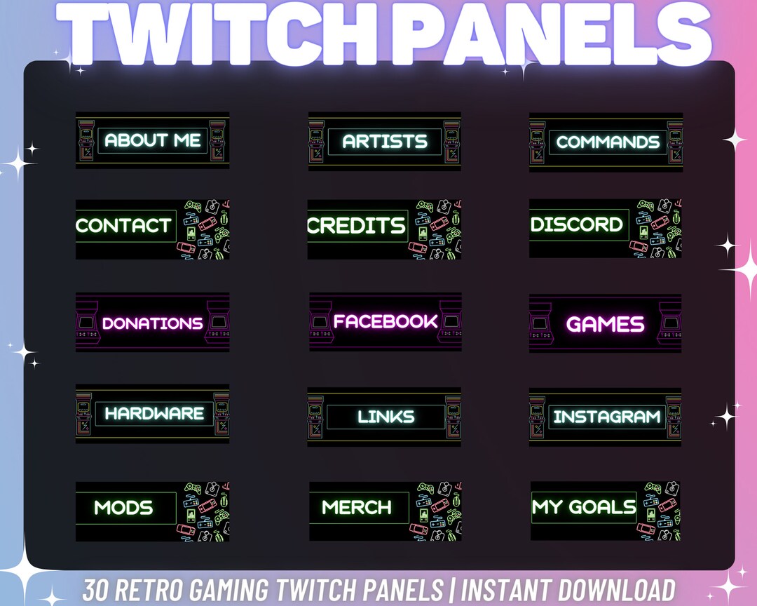 30 X Retro Gaming Twitch Panels | Streaming Panels | Twitch | Kick ...