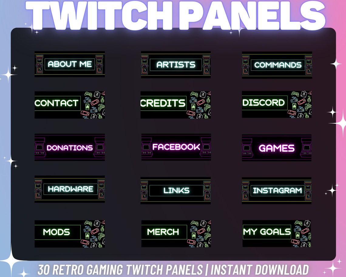 30 X Retro Gaming Twitch Panels Streaming Panels Twitch Kick Youtube ...