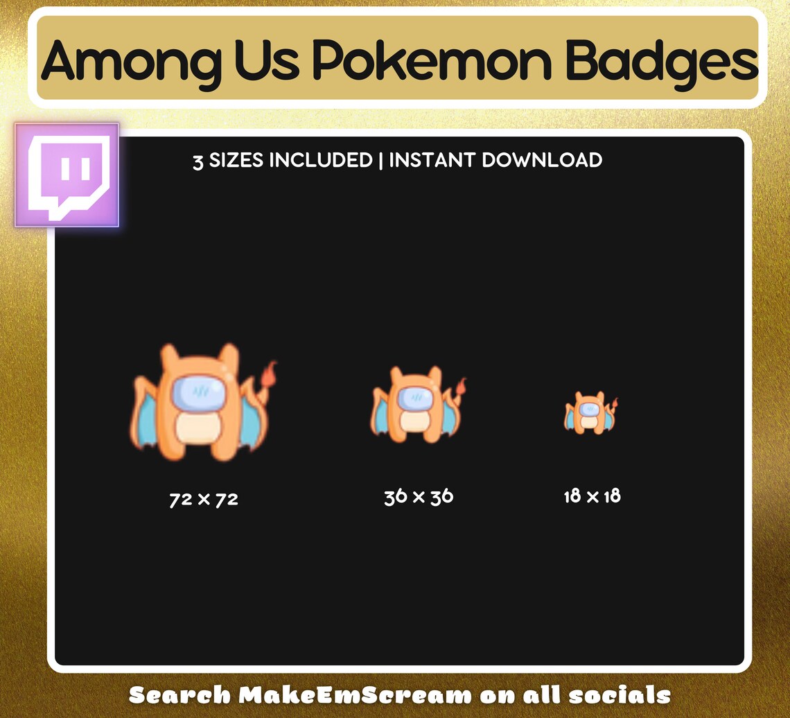 Among Us Pokemon Twitch Sub Badges Cute Sub Badges Pokemon - Etsy