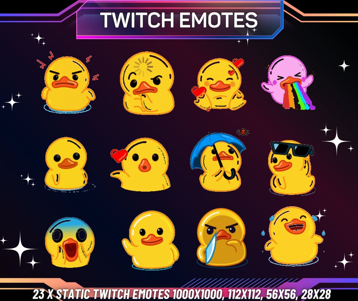 23 X Duck Twitch Emote Pack, Cute Duck Twitch Emotes, Lurk Emote, Raid ...