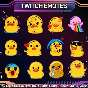 23 X Duck Twitch Emote Pack, Cute Duck Twitch Emotes, Lurk Emote, Raid ...
