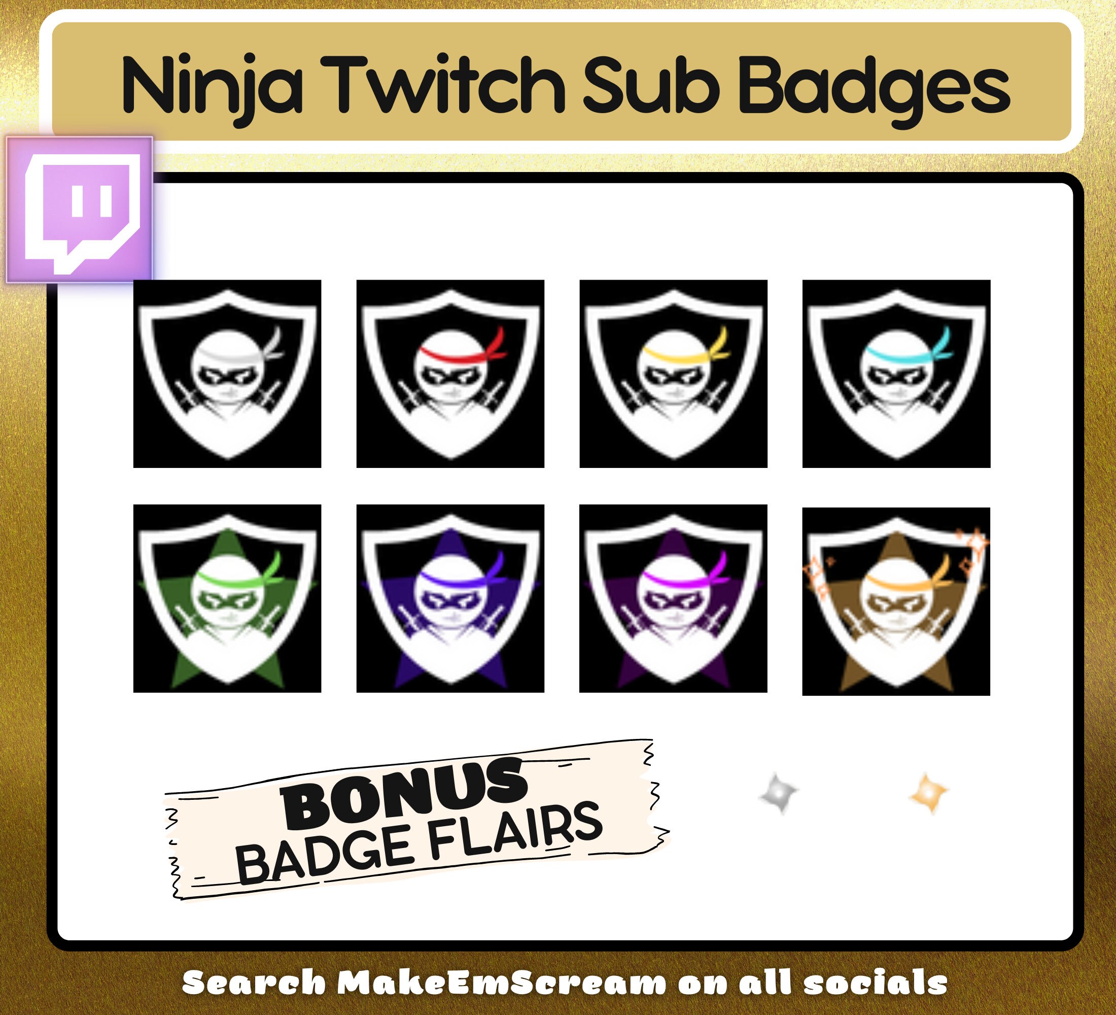 Cute Ninja Twitch Sub Badges Bonus Badge Flairs Ninja Sub - Etsy