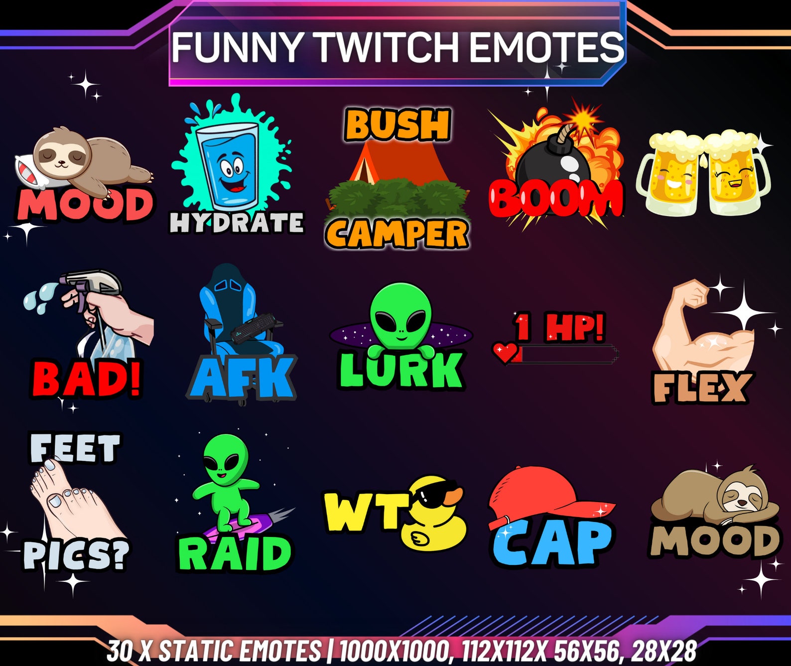 30 Funny Twitch Emotes | Meme & Rude Emotes (instant Download) - Etsy