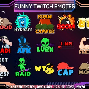30 Funny Twitch Emotes | Meme & Rude Emotes (instant Download) - Etsy