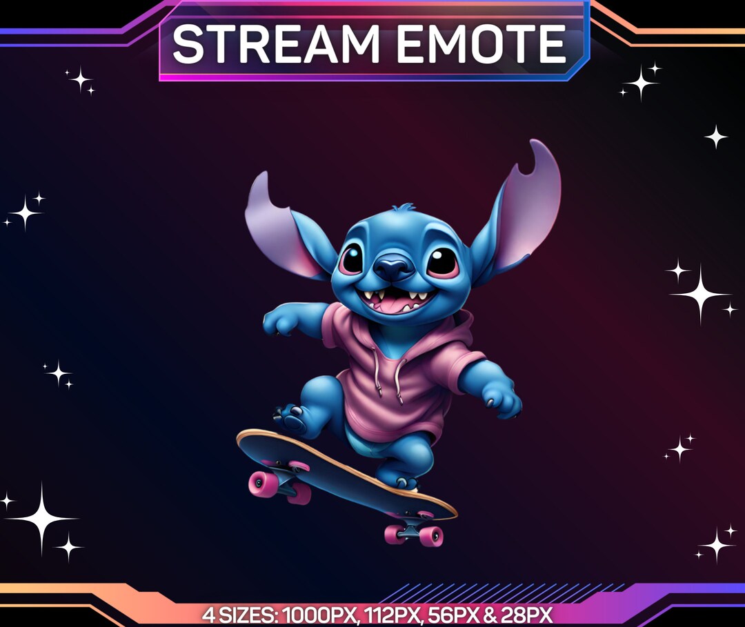 1 Twitch Emote, Stitch Emote, Stitch Skateboard Emote, Stitch Riding ...