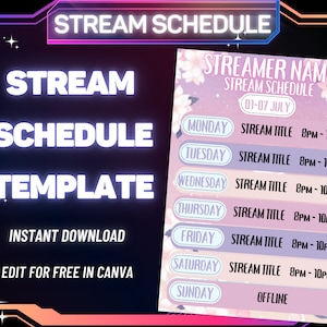 STREAM SCHEDULE Template Gamer Schedule Social Media Stream Schedule ...